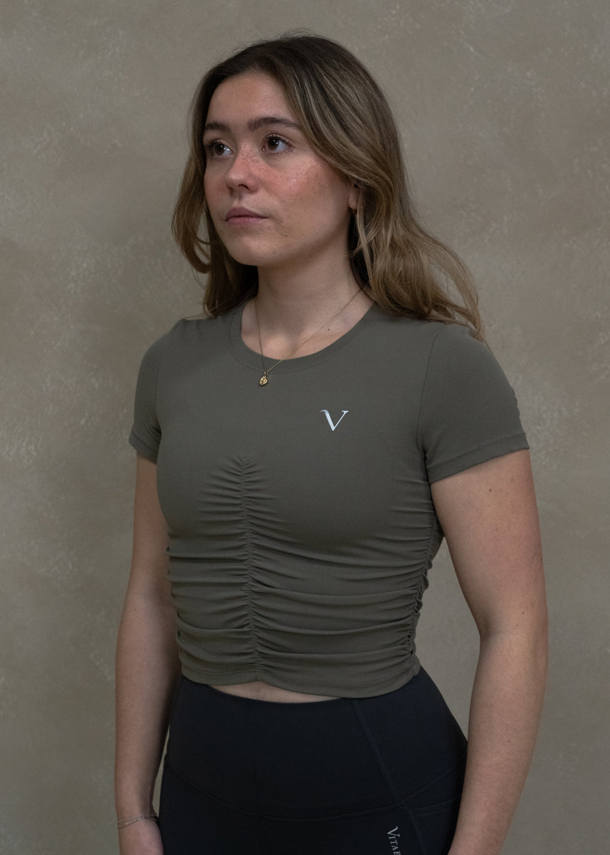 Hyper Scrunch Crop Shirt Khaki – VITAE APPAREL